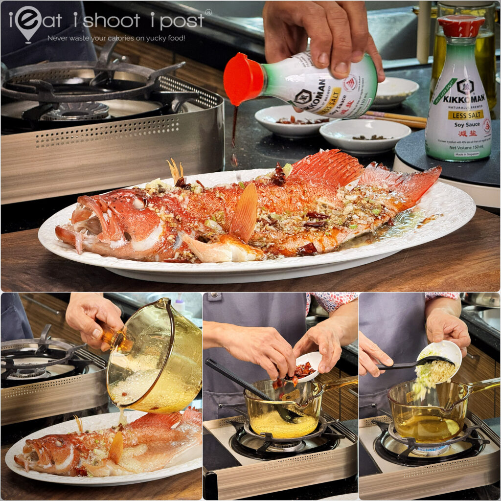Steamed Fish Recipe: with Kikkoman Less Salt Soy Sauce - ieatishootipost